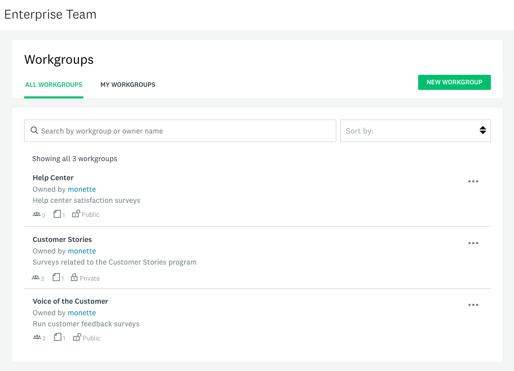 Workgroups | SurveyMonkey Help