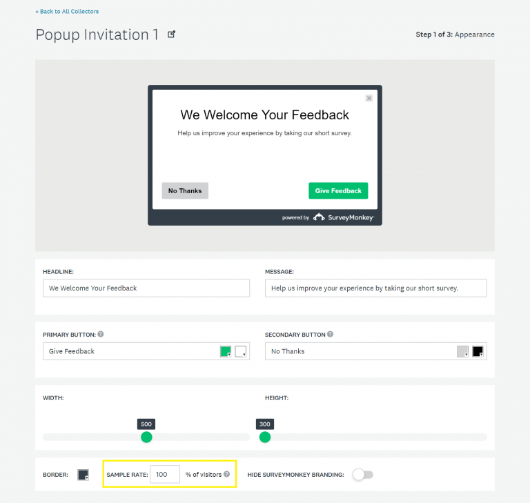 Add a pop up survey on your website | SurveyMonkey