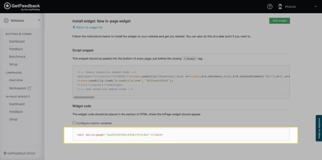 In-Page Widgets | GetFeedback Help