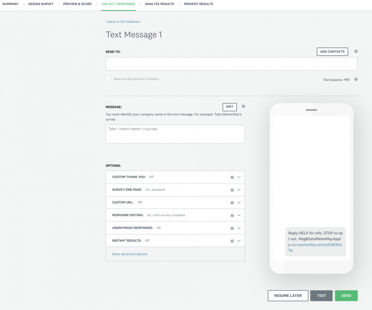 Sending a Survey via Text Message | SurveyMonkey Help
