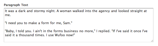 Paragraph Text Field | Wufoo Help