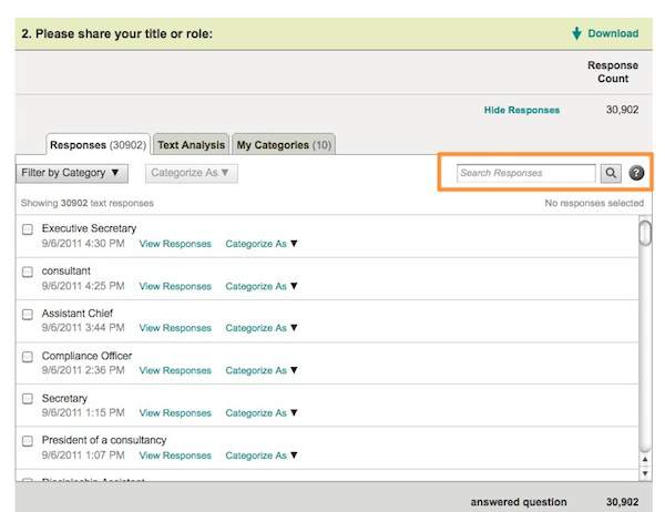 New Feature! Search For Keywords In Your Text Responses
